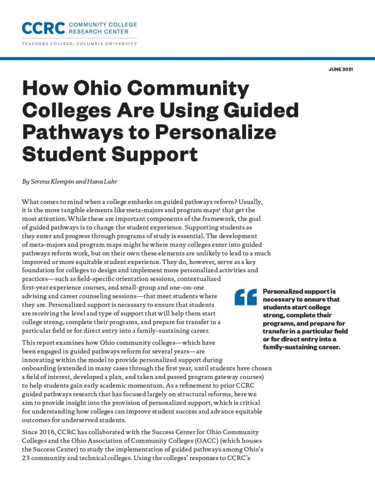 How Ohio Community Colleges Are Using Guided Pathways to Personalize ...
