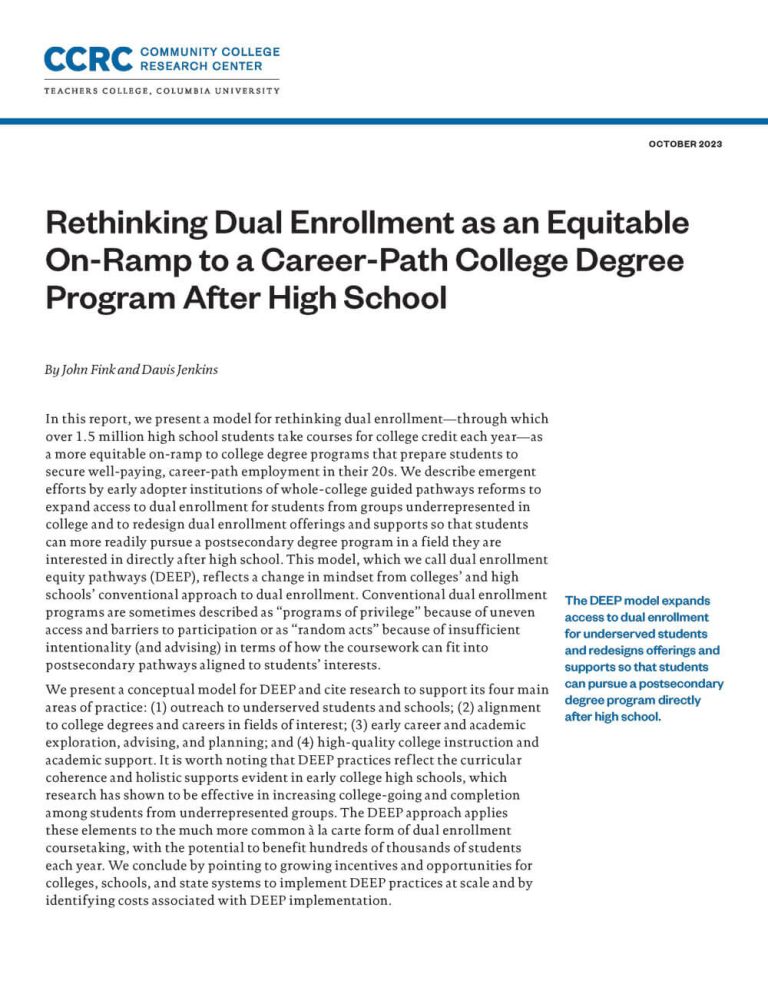 Rethinking Dual Enrollment as an Equitable On-Ramp to a Career-Path ...